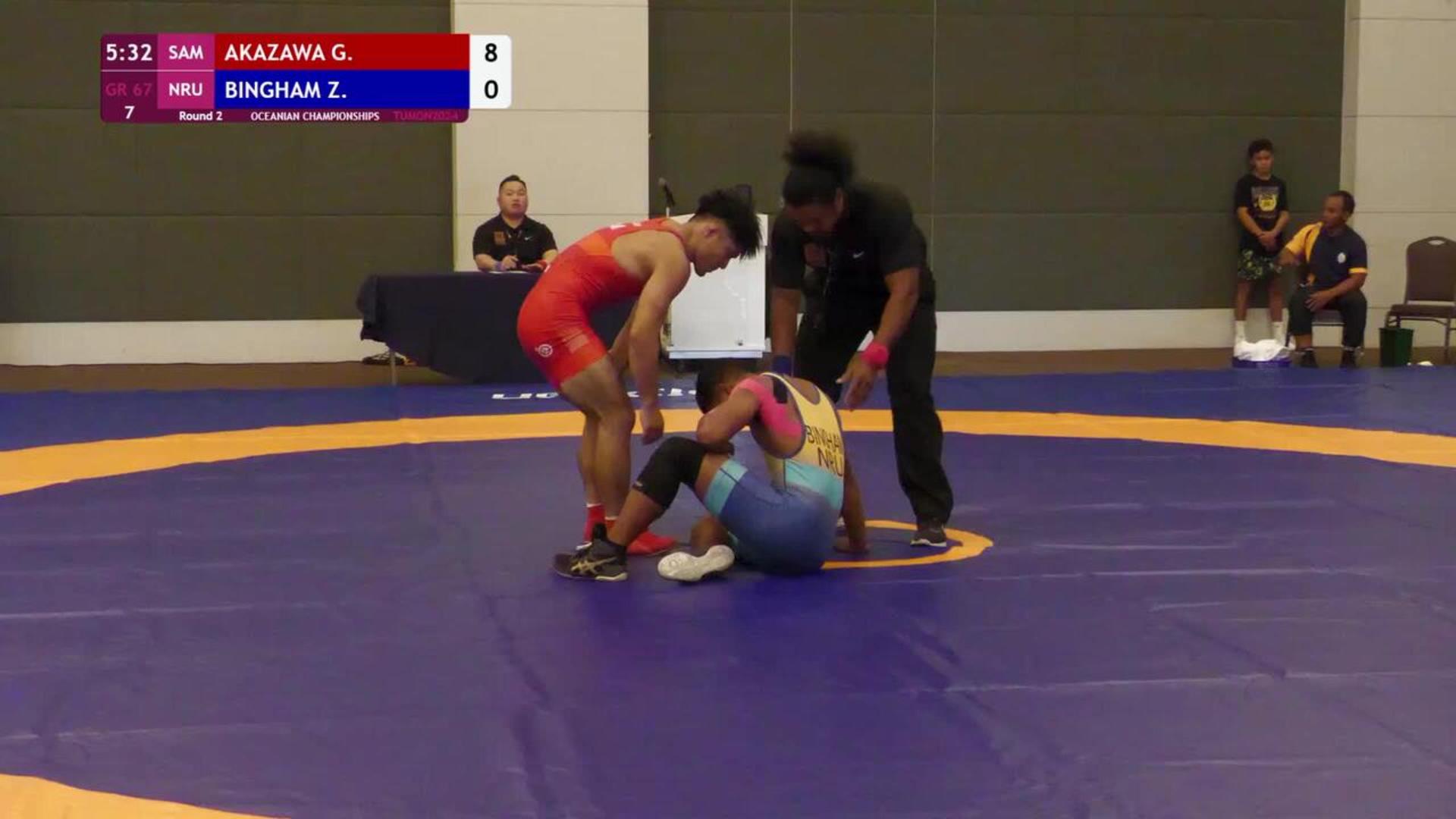 Gaku AKAZAWA (SAM) vs. Zuko BINGHAM (NRU) | OCEANIAN CHAMPIONSHIPS 2024 | Round 2 | GR 67Kg