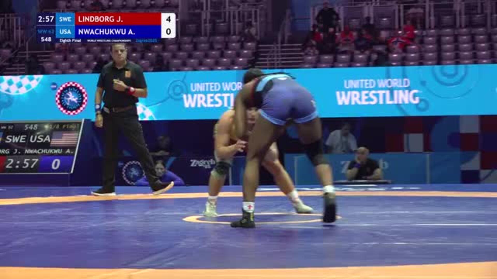 Johanna LINDBORG (SWE) vs. Adaugo Diana NWACHUKWU (USA) | WORLD WRESTLING CHAMPIONSHIPS 2025 ...