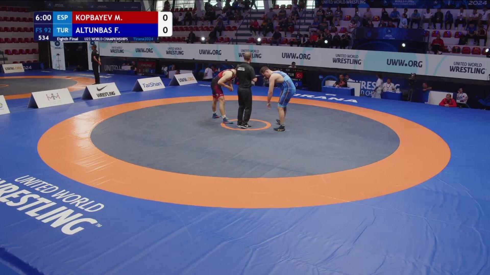 Mukhammedsultan KOPBAYEV (ESP) vs. Fatih ALTUNBAS (TUR) | 2024 U23 World Championships | Eighth ...