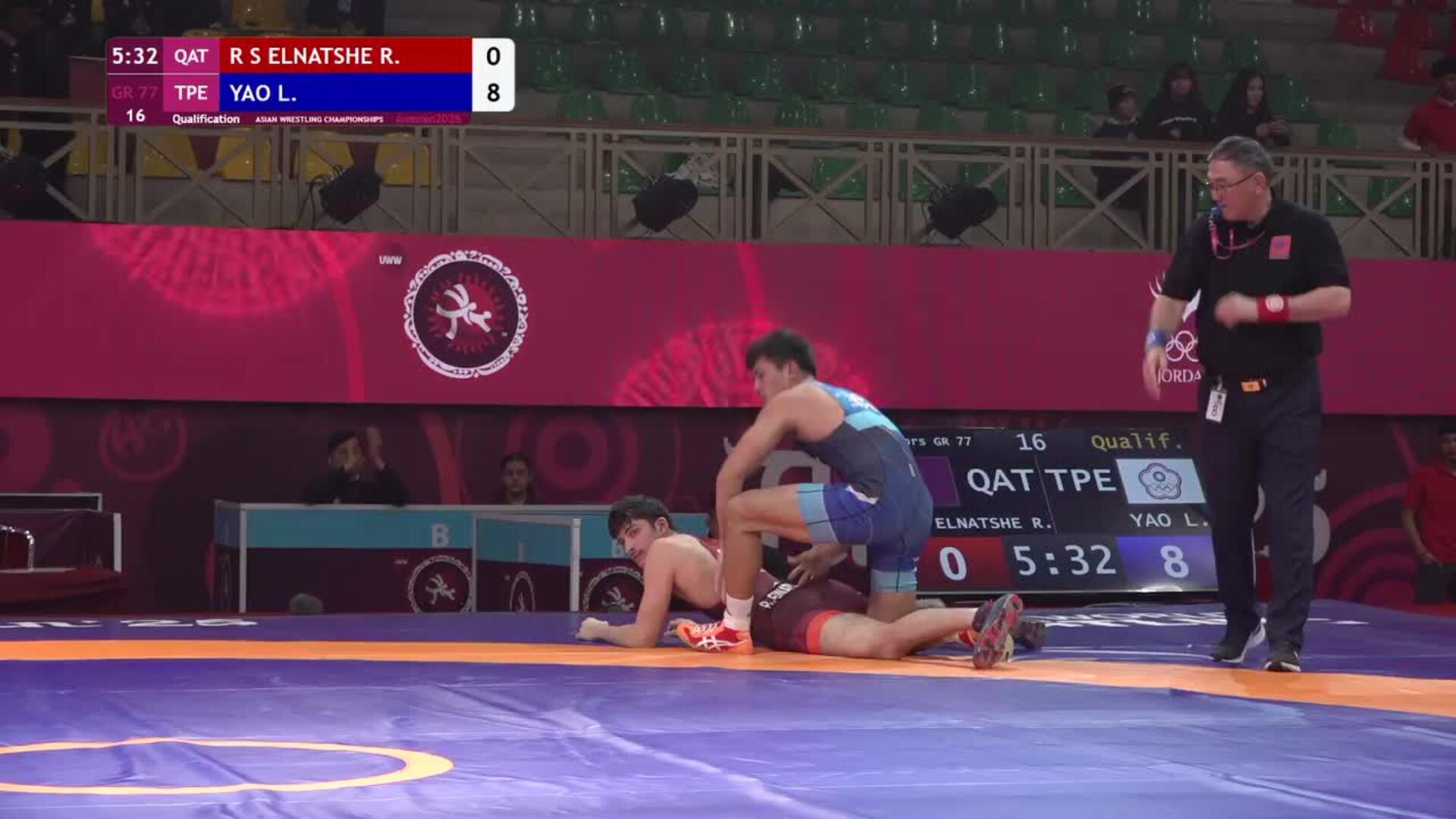 Rafeeq Khalid R S ELNATSHEH (QAT) vs. Lai Hsing YAO (TPE) | ASIAN WRESTLING CHAMPIONSHIPS 2025 ...