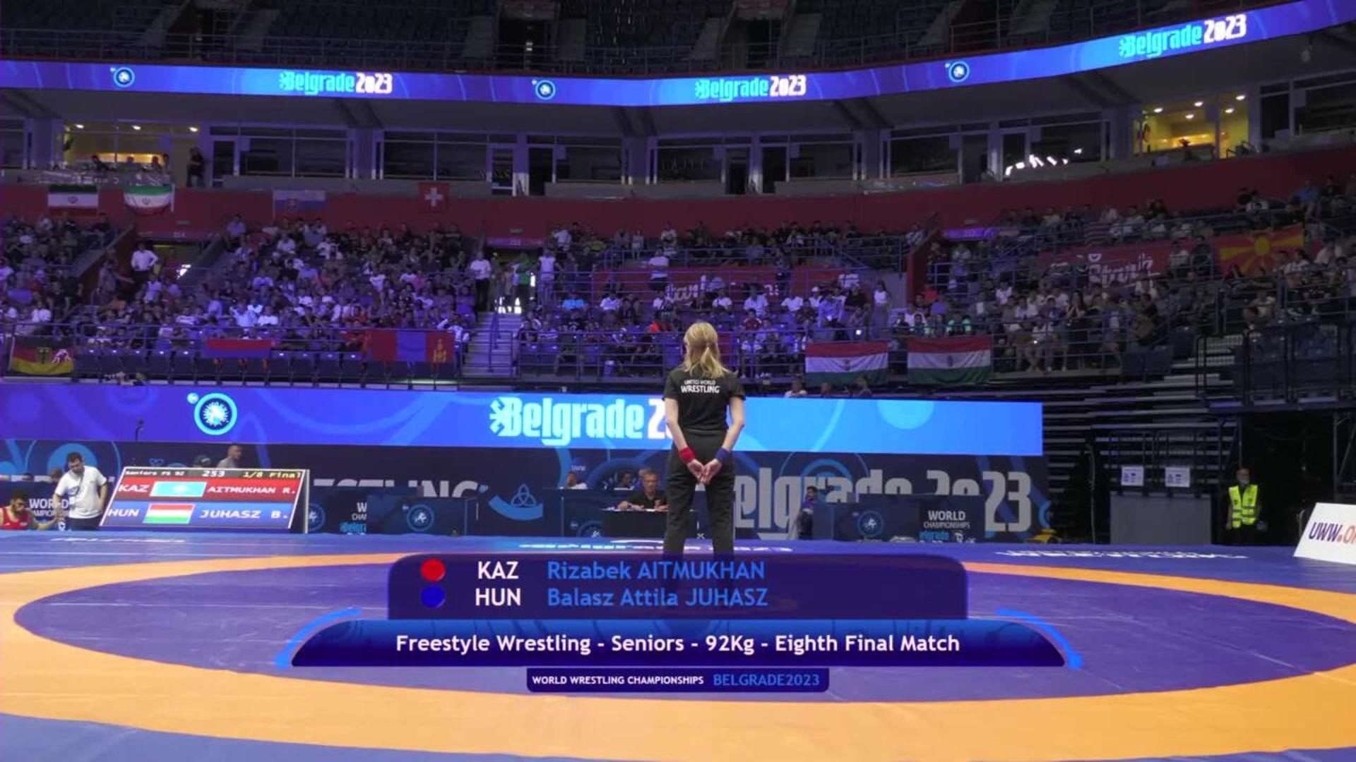 Rizabek AITMUKHAN (KAZ) vs. Balasz Attila JUHASZ (HUN) | Seniors World Championships 2023 ...