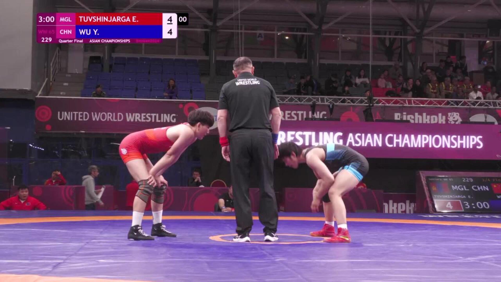 Enkhjin TUVSHINJARGAL (MGL) vs. Yaru WU (CHN) | 2024 Seniors Asian Championships | Quarter Final ...