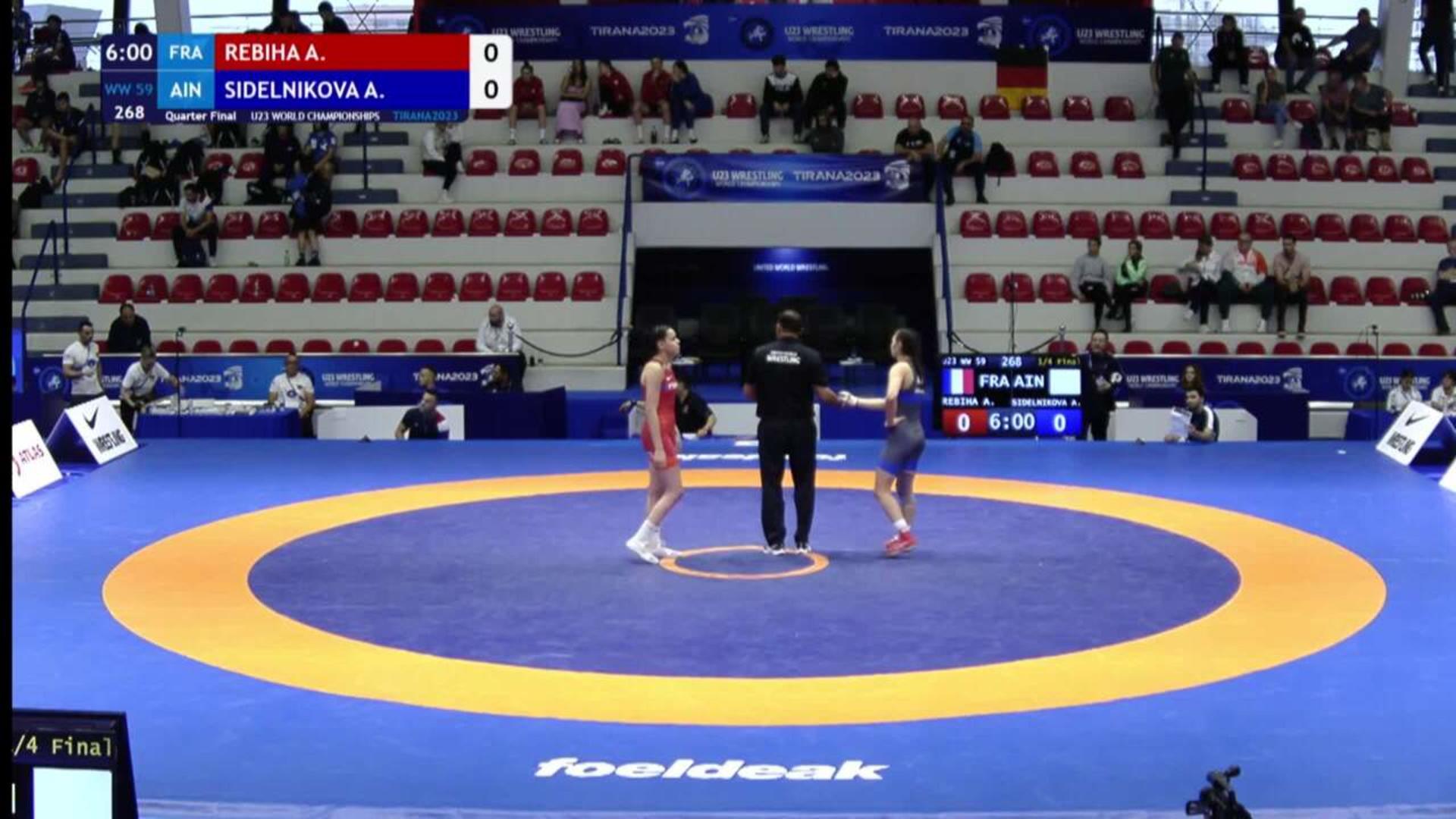 Amel REBIHA (FRA) vs. Anastasiia SIDELNIKOVA (AIN) | U23 World Championships 2023 | Quarter ...