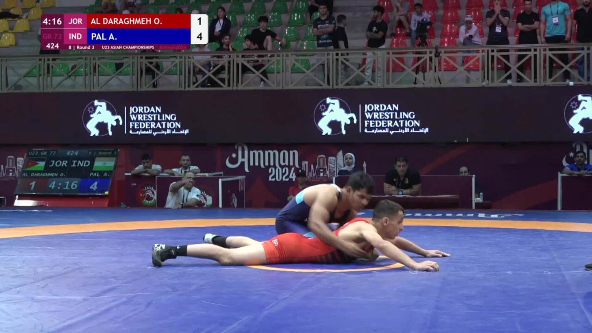 Omar Mohammad Saleh AL DARAGHMEH (JOR) vs. Ashu PAL (IND) | U23 ASIAN CHAMPIONSHIPS 2024 | B ...