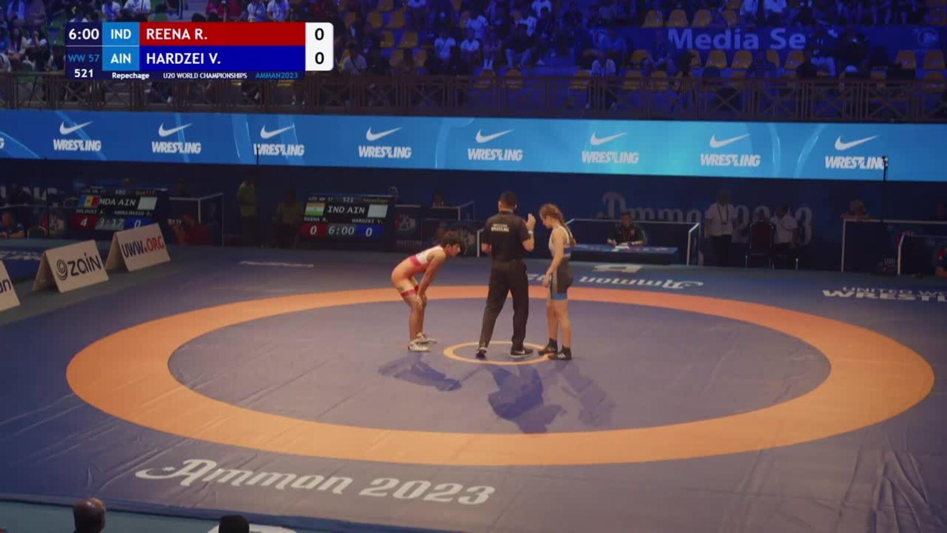 Reena REENA (IND) vs. Volha HARDZEI (AIN) | U20 World Championships ...
