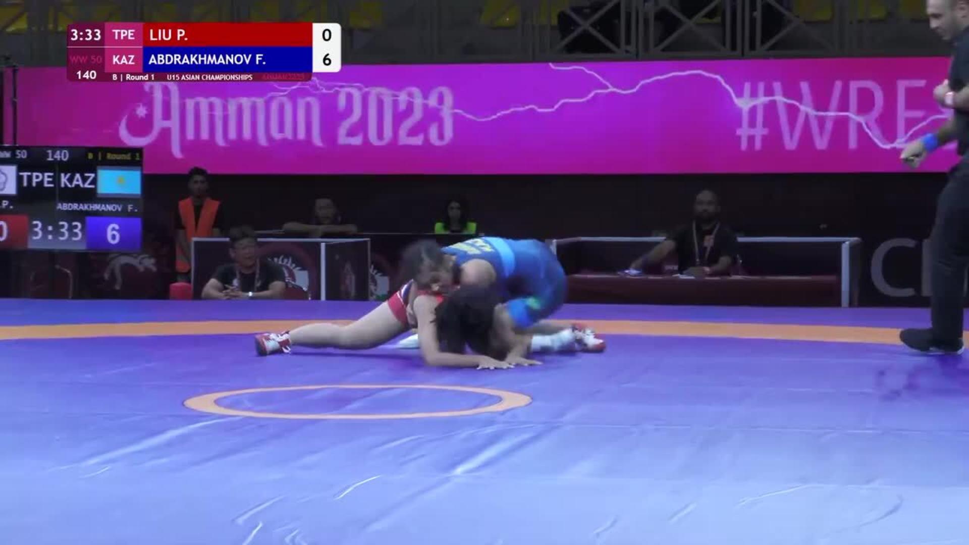 B | Round 1 • U15 WW 50Kg • Pin Yen LIU (TPE) vs. Farida ABDRAKHMANOVA (KAZ)