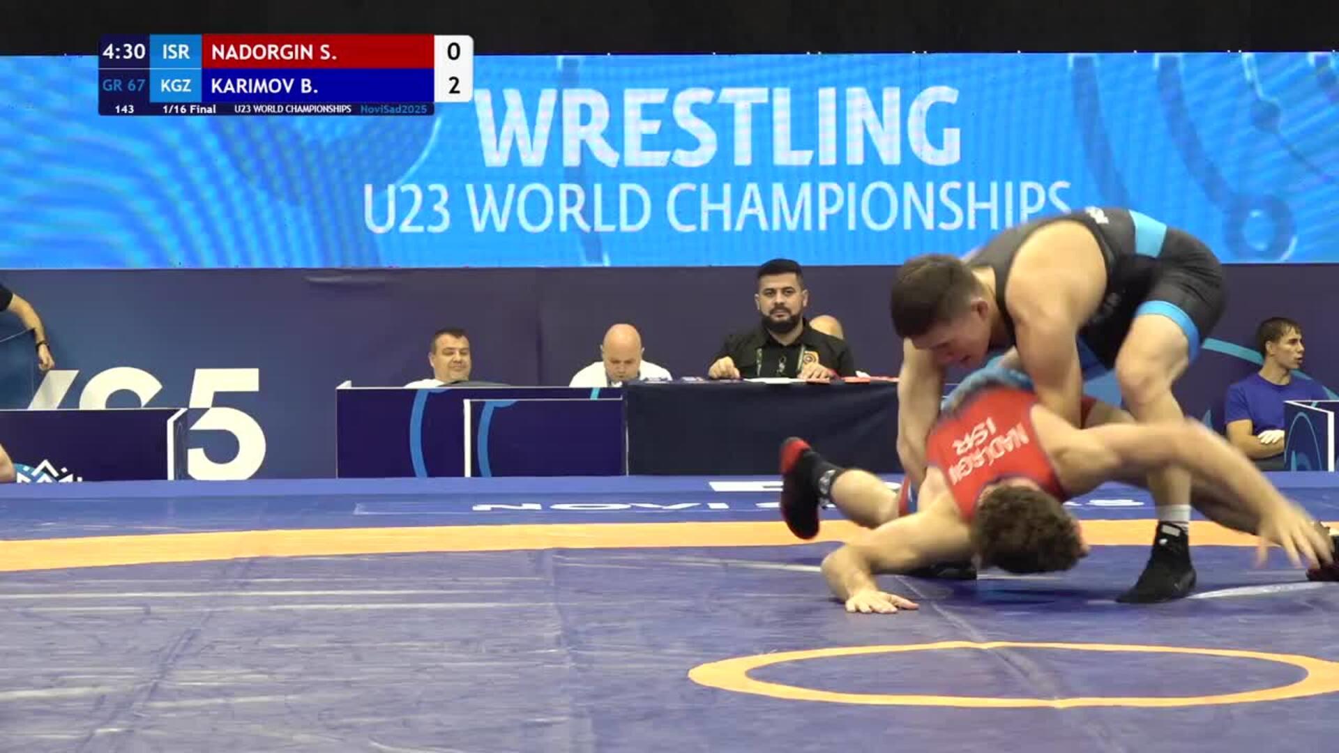 Shon NADORGIN (ISR) vs. Baiaman KARIMOV (KGZ) | U23 WORLD CHAMPIONSHIPS ...
