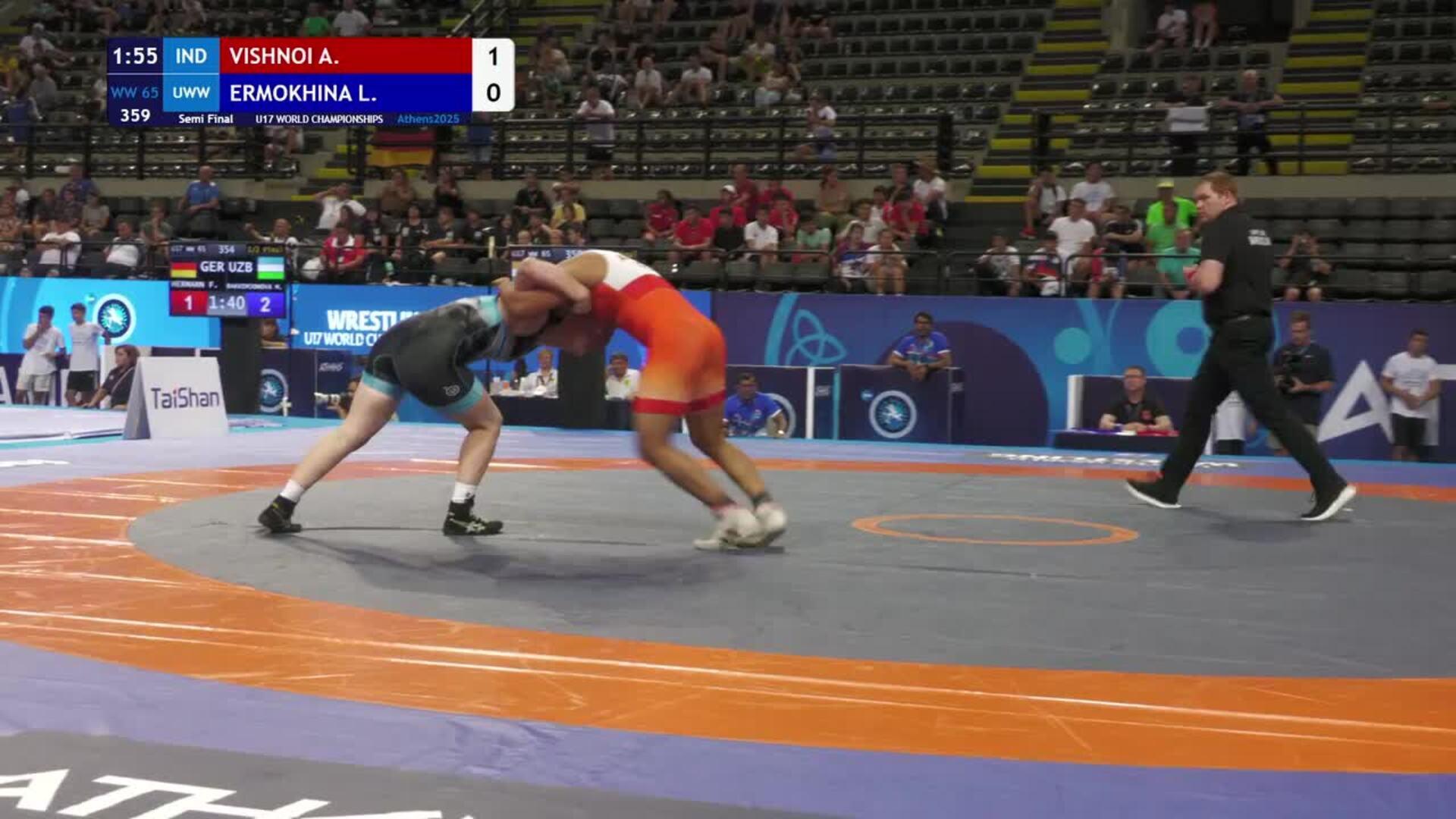 Ashvini VISHNOI (IND) vs. Lilia ERMOKHINA (UWW) | U17 WORLD ...