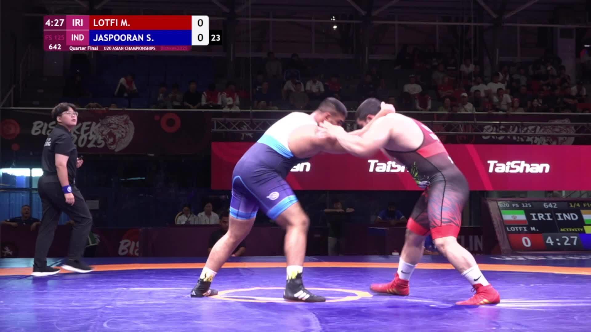 Mohammadreza Ali Reza LOTFI (IRI) vs. Singh JASPOORAN (IND) | U20 ASIAN CHAMPIONSHIPS 2025 ...