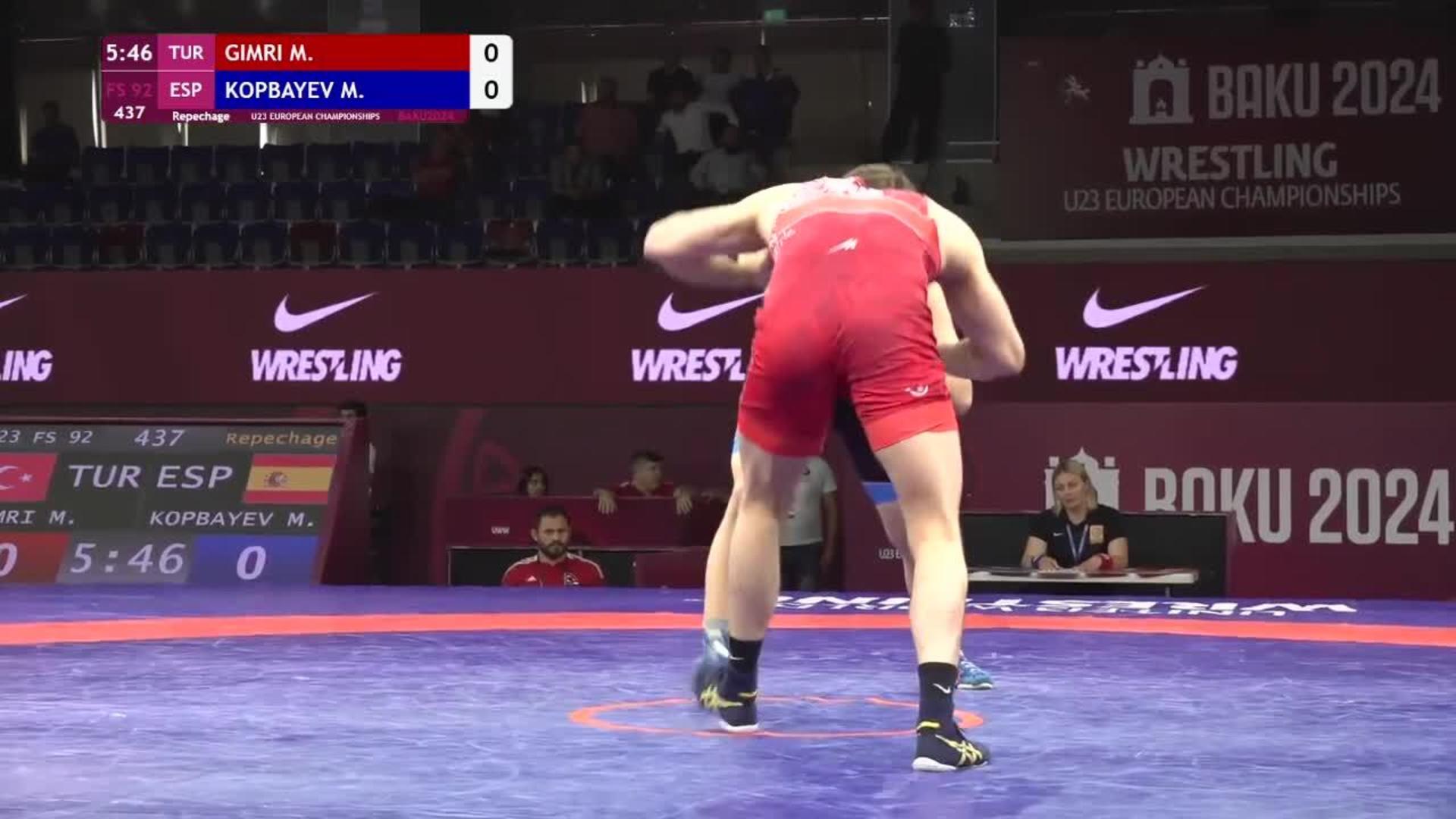 Muhammed GIMRI (TUR) vs. Mukhammedsultan KOPBAYEV (ESP) | U23 EUROPEAN CHAMPIONSHIPS 2024 ...