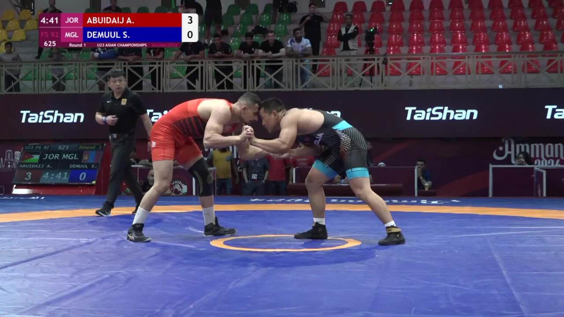 Abdul Kareem Mahmoud Abdul ABUIDAIJ (JOR) vs. Sarantsogt DEMUUL (MGL) | U23 ASIAN CHAMPIONSHIPS ...