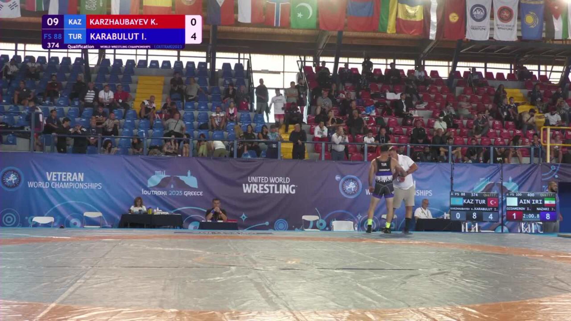 Kuanysh KARZHAUBAYEV (KAZ) vs. Ismet KARABULUT (TUR) | WORLD WRESTLING CHAMPIONSHIPS 2023 ...