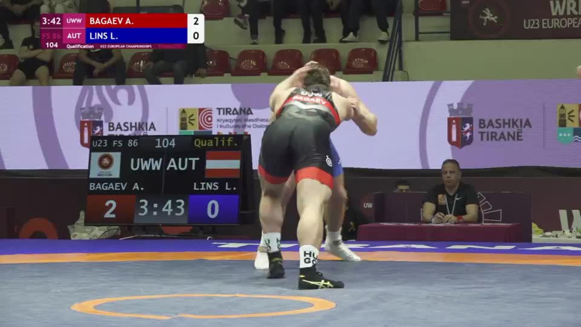 Arslan BAGAEV (UWW) vs. Lukas LINS (AUT) | U23 EUROPEAN CHAMPIONSHIPS ...