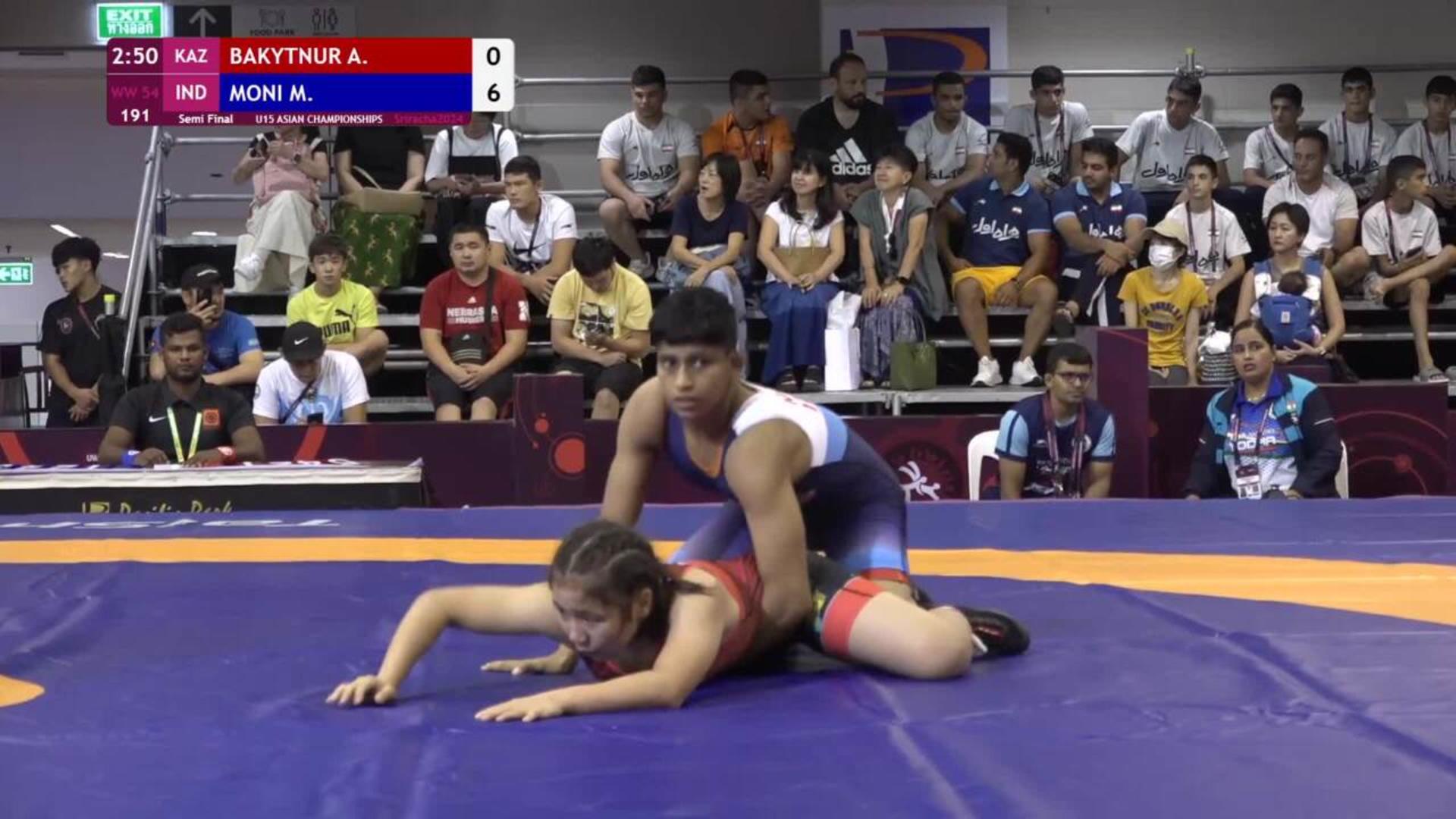 Aruzhan BAKYTNUR (KAZ) vs. Moni MONI (IND) | U15 ASIAN CHAMPIONSHIPS 2024 | Semi Final | WW 54Kg