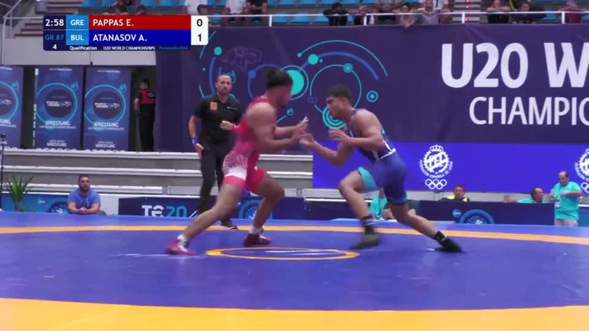 Eleftherios PAPPAS (GRE) vs. Andrey Tomov ATANASOV (BUL) | U20 WORLD ...