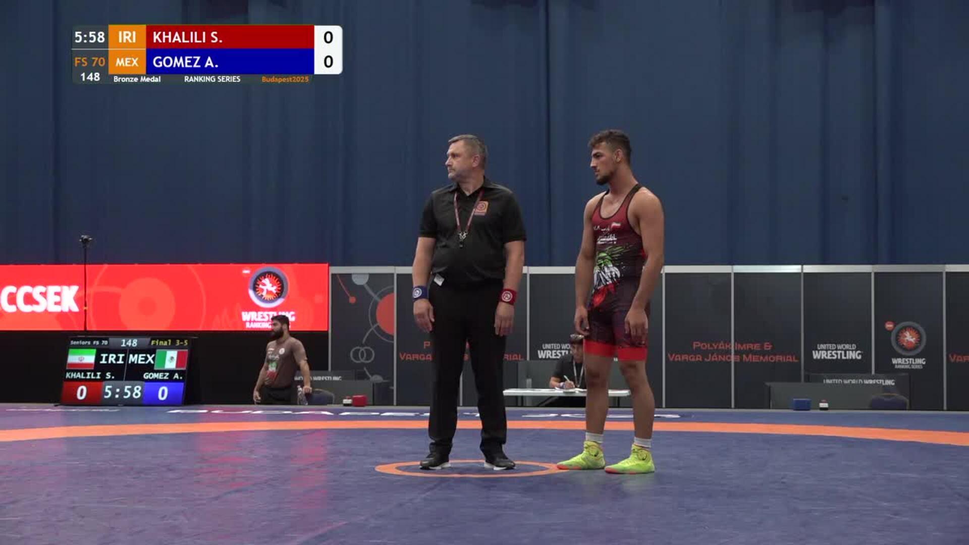 Sina Mahdi KHALILI (IRI) vs. Austin Klee GOMEZ (MEX) | RANKING SERIES 2025 | Bronze Medal | FS 70Kg