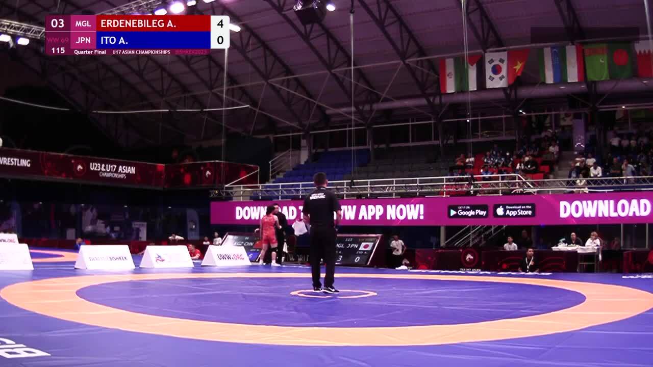 Quarter Final • WW 69Kg • Azzaya ERDENEBILEG (MGL) vs. Airi ITO (JPN)