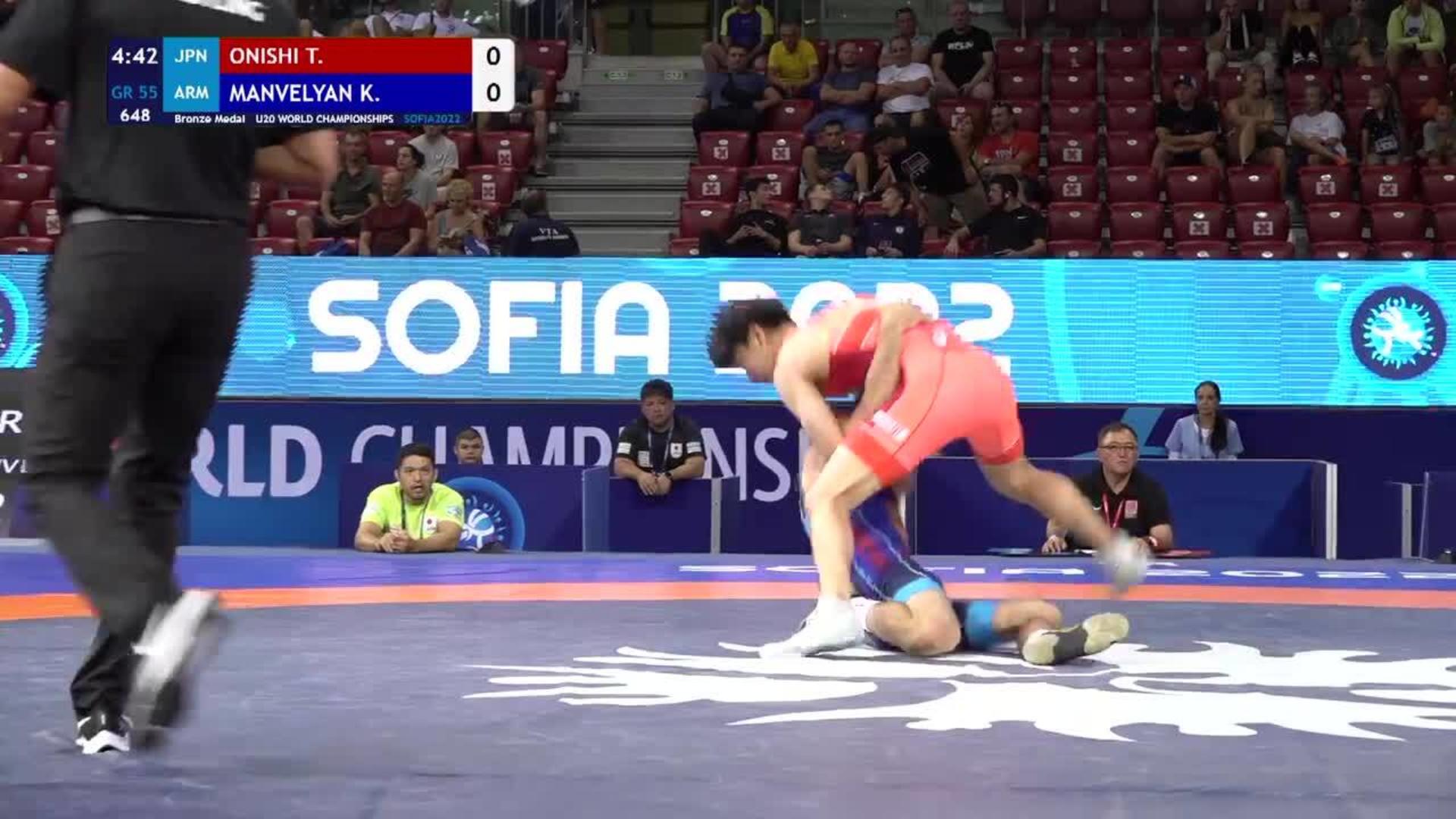BRONZE GR - 55 kg: T. ONISHI (JPN) v. K. MANVELYAN (ARM)