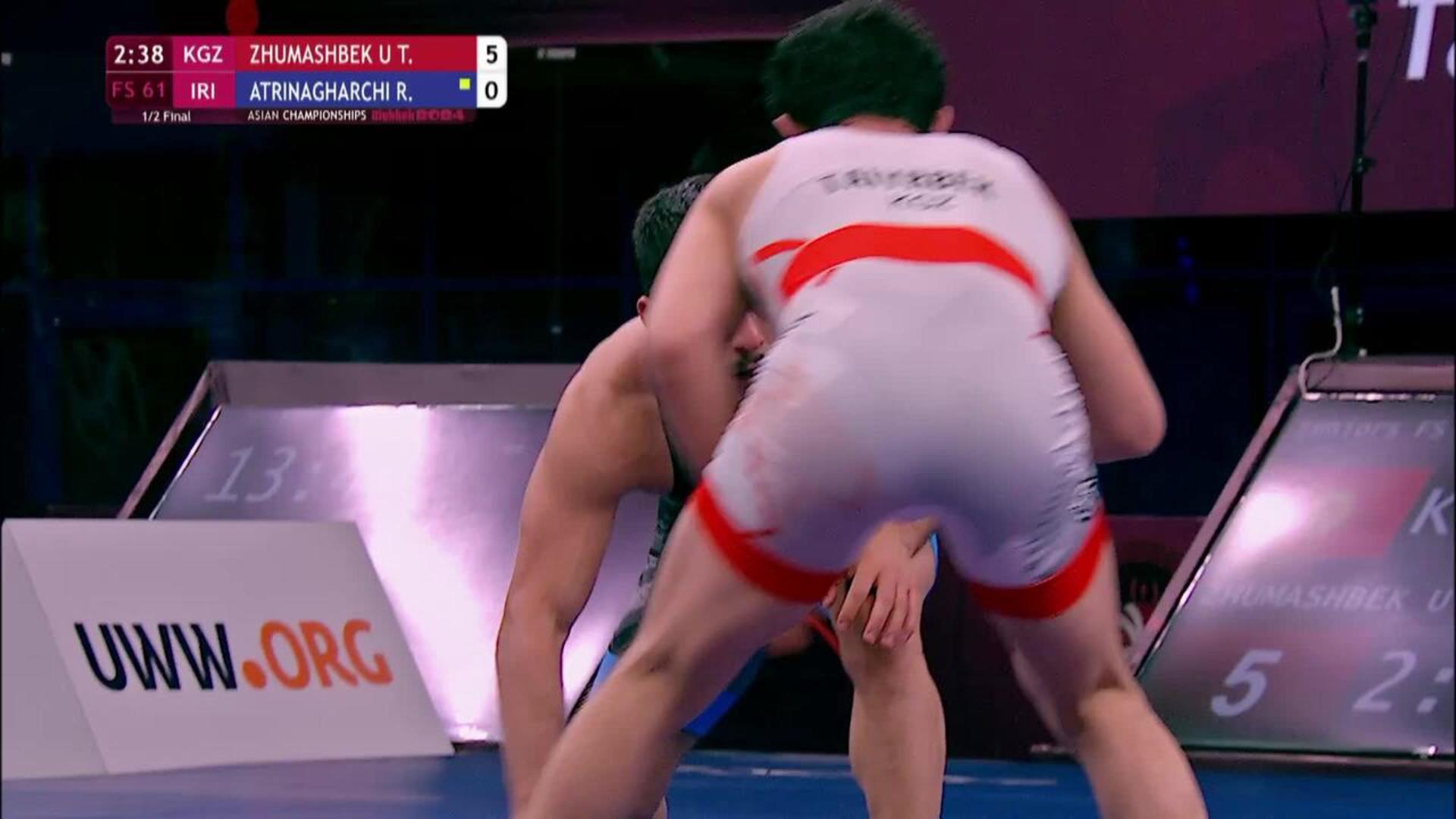 Taiyrbek ZHUMASHBEK UULU (KGZ) vs. Reza Ahmadali ATRINAGHARCHI (IRI) | 2024 Seniors Asian ...