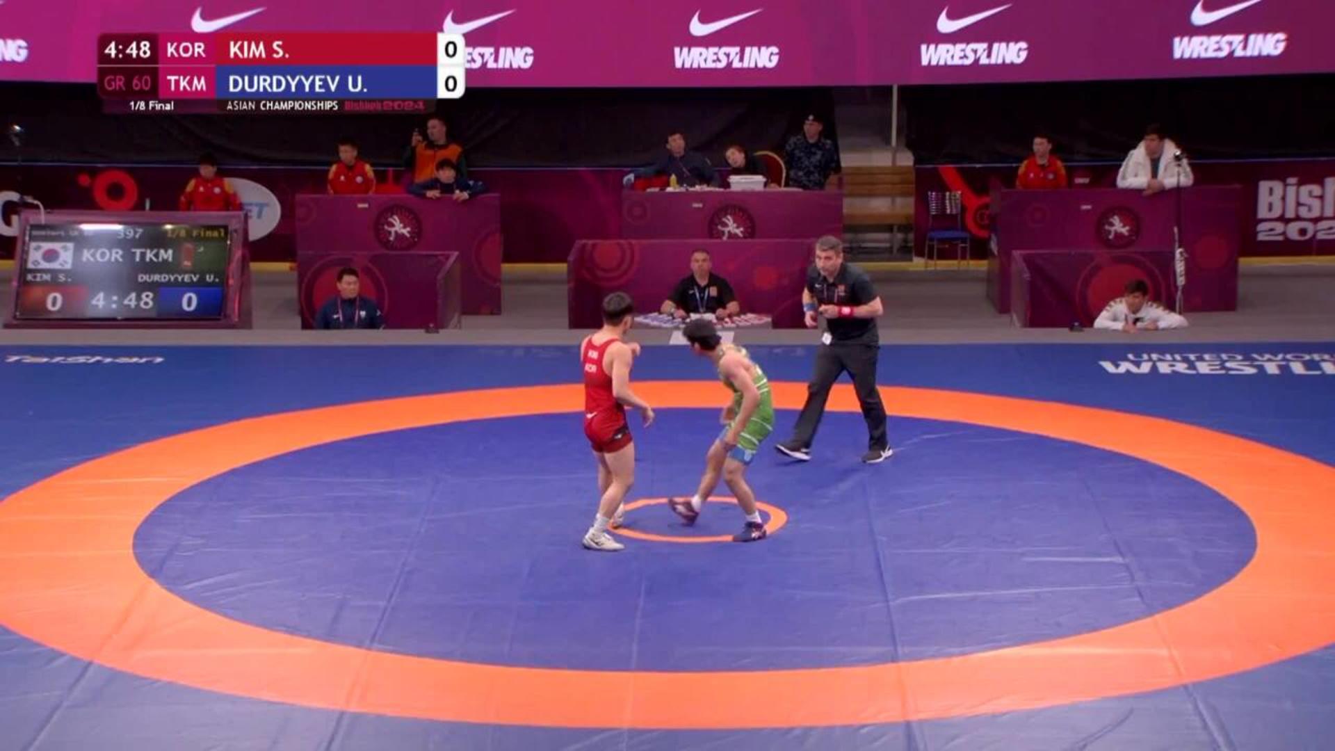 Seunghak KIM (KOR) vs. Umit DURDYYEV (TKM) | 2024 Seniors Asian ...