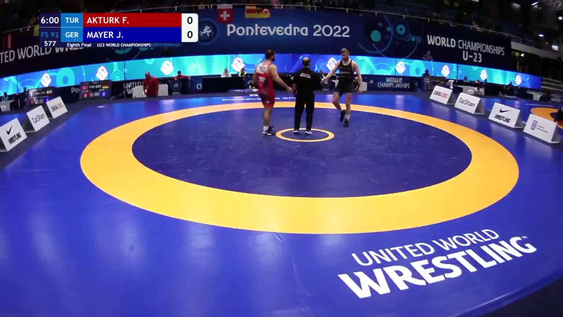 Eighth Final • FS 92Kg • Feyzullah AKTURK (TUR) vs. Johannes MAYER (GER)