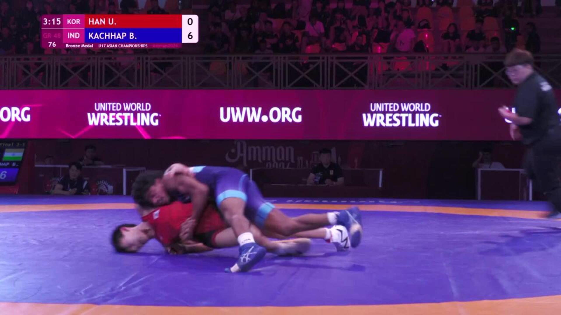 Ujin HAN (KOR) vs. Bikash KACHHAP (IND) | U17 ASIAN CHAMPIONSHIPS 2024 ...