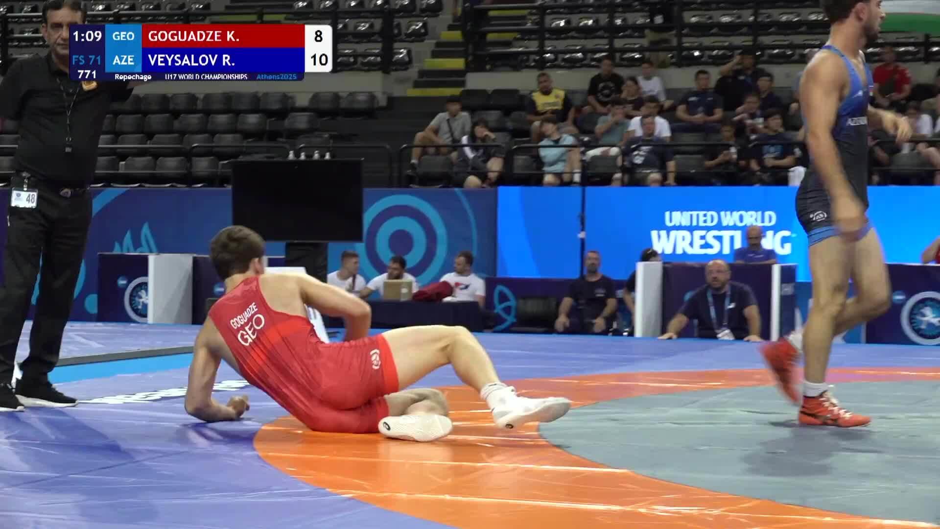 Koba GOGUADZE (GEO) vs. Rashad VEYSALOV (AZE) | U17 WORLD CHAMPIONSHIPS 2025 | Repechage | FS 71Kg