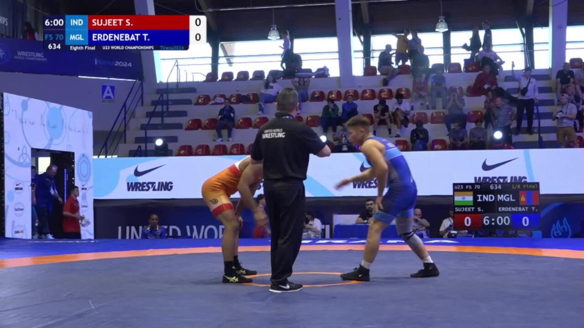 Sujeet SUJEET (IND) vs. Tugsjargal ERDENEBAT (MGL) | 2024 U23 World ...