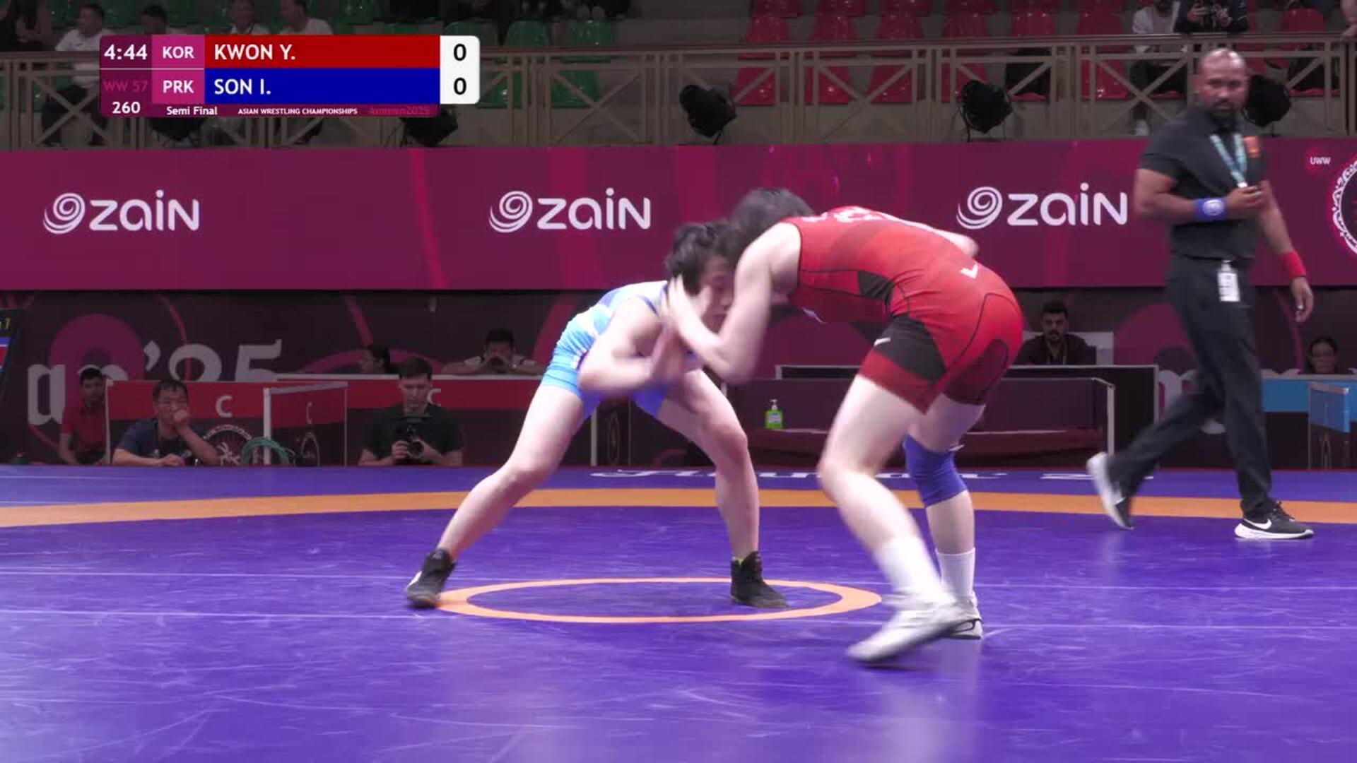 Youngjin KWON (KOR) vs. Il Sim SON (PRK) | ASIAN WRESTLING CHAMPIONSHIPS 2025 | Semi Final | WW 57Kg