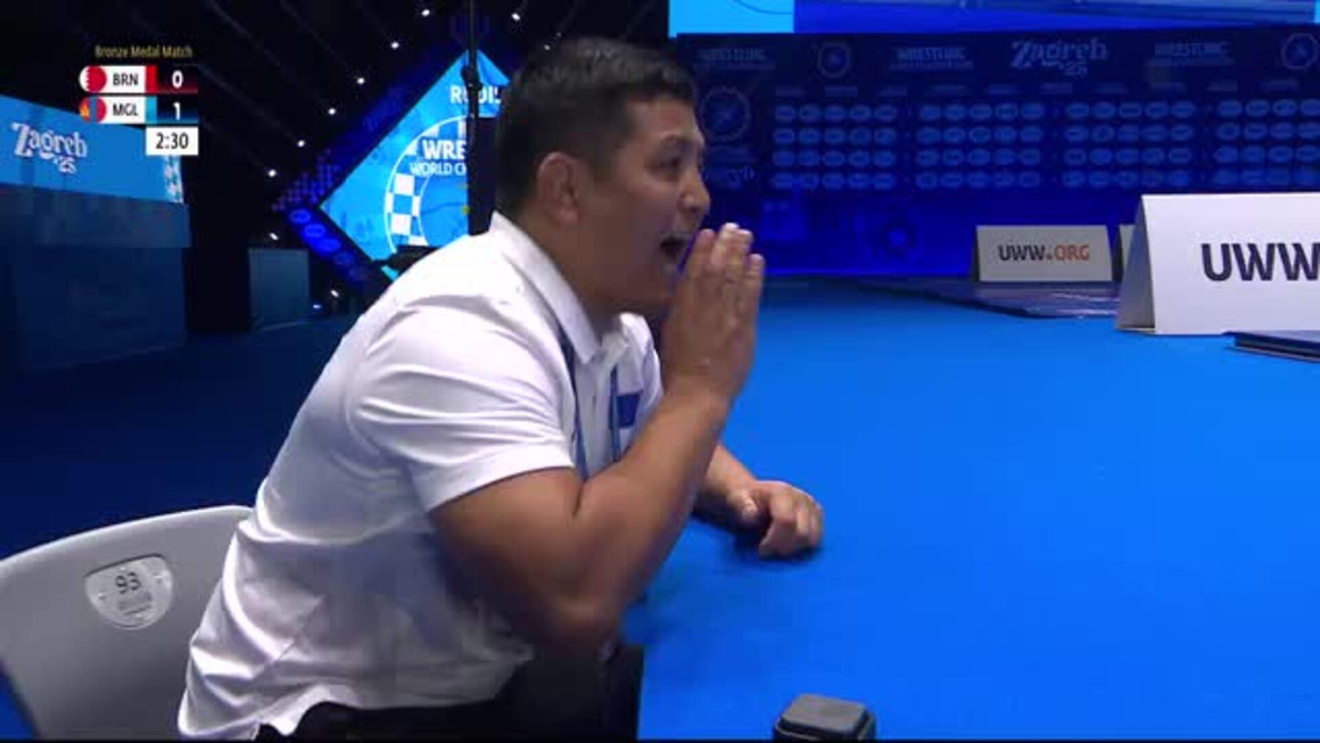 Khidir Kurban A SAIPUDINOV (BRN) vs. Suldkhuu OLONBAYAR (MGL) | WORLD WRESTLING CHAMPIONSHIPS ...