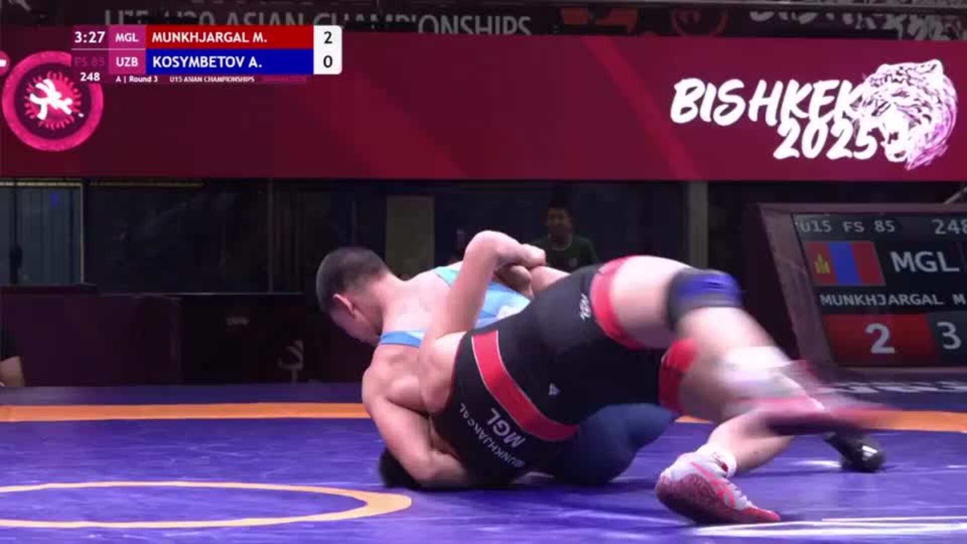 Munkh Erdene MUNKHJARGAL (MGL) vs. Aryslanbek KOSYMBETOV (UZB) | U15 ASIAN CHAMPIONSHIPS 2025 ...