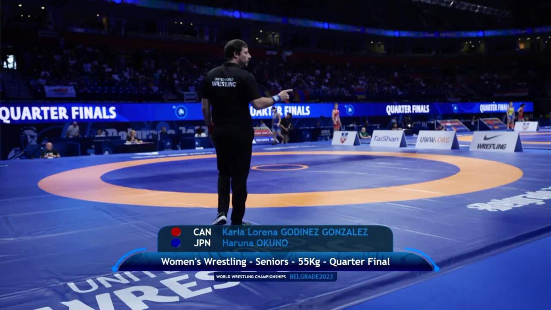 Karla Lorena GODINEZ GONZALEZ (CAN) vs. Haruna OKUNO (JPN) | Seniors ...