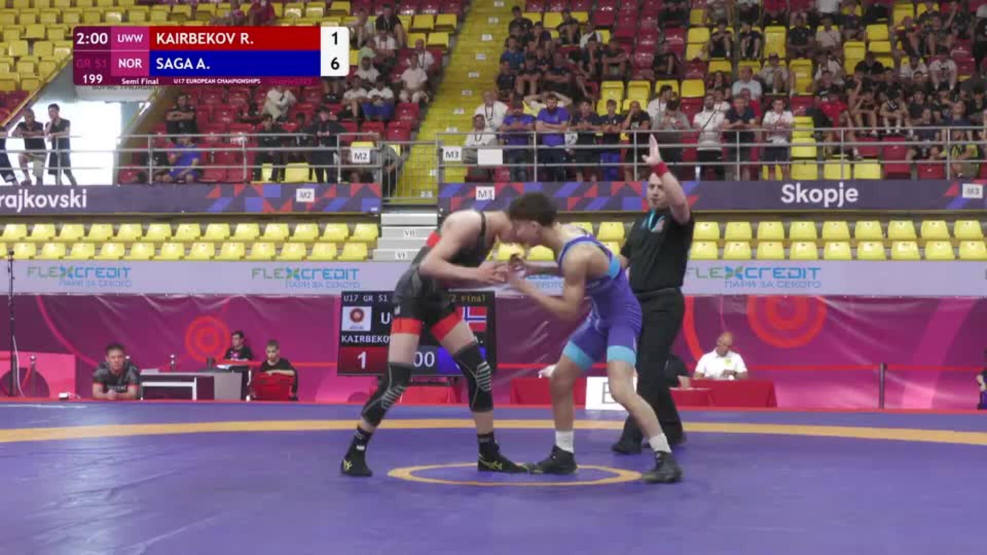Rizvan KAIRBEKOV (UWW) vs. Abu Bakar SAGA (NOR) | U17 EUROPEAN ...